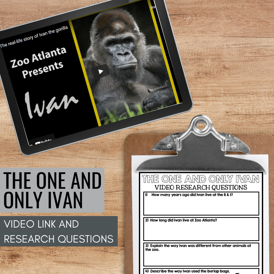 The One and Only Ivan Novel Study Activities - Creative Classroom Core