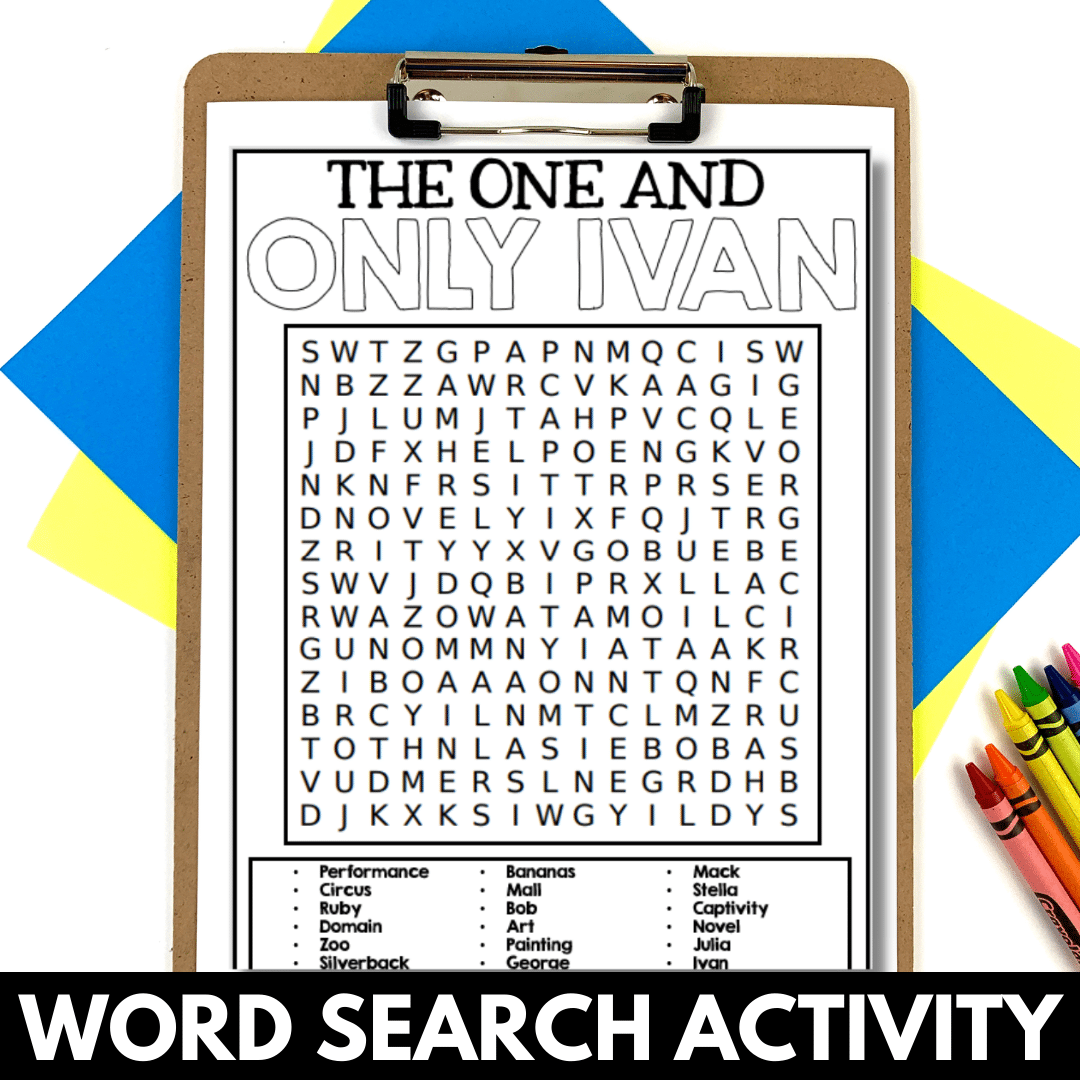 The One And Only Ivan Novel Study- Free Activities - Creative Classroom ...