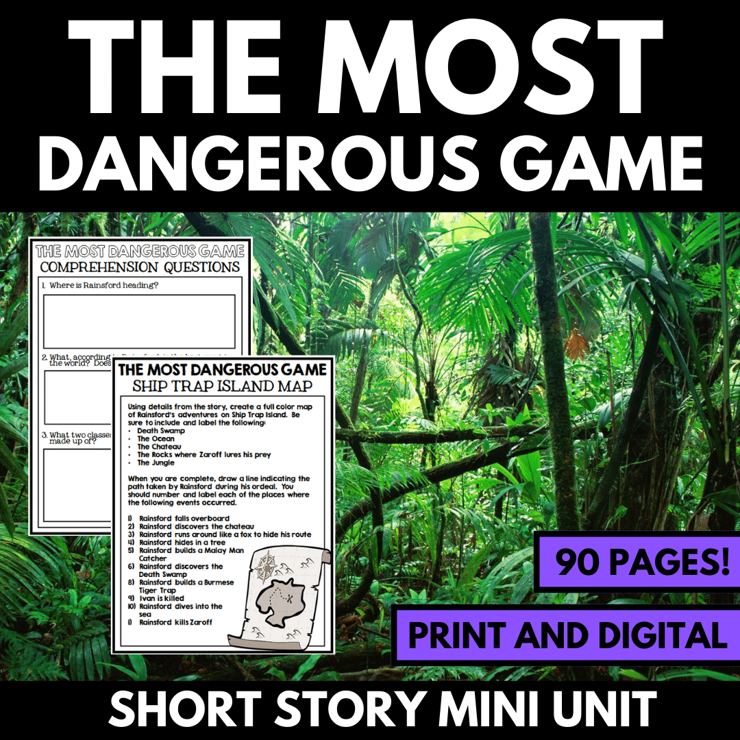 The Most Dangerous Game Short story Activities - Creative Classroom Core