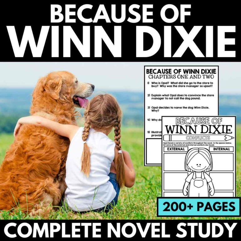 Because of Winn Dixie Novel Study Ideas - Creative Classroom Core